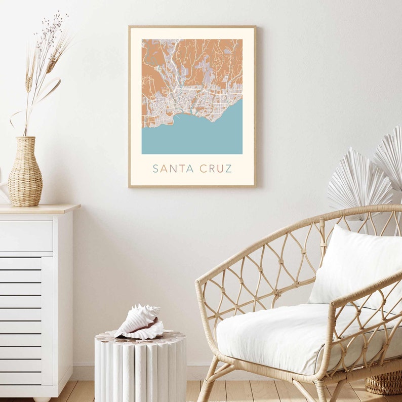 Santa Cruz Map Print Santa Cruz Map Poster Santa Cruz Map | Etsy