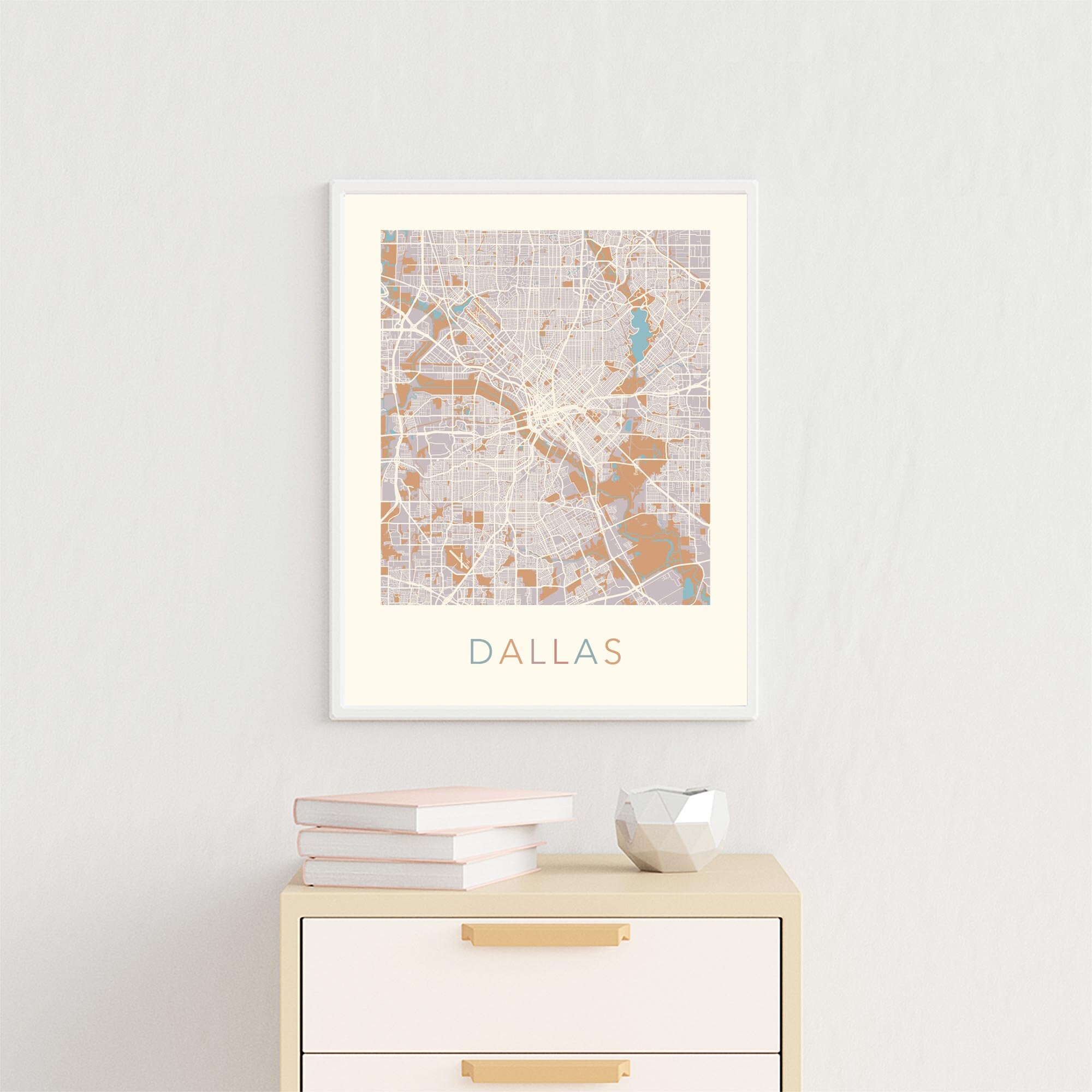 Dallas Map Dallas Poster Dallas Print Map of Dallas Dallas | Etsy