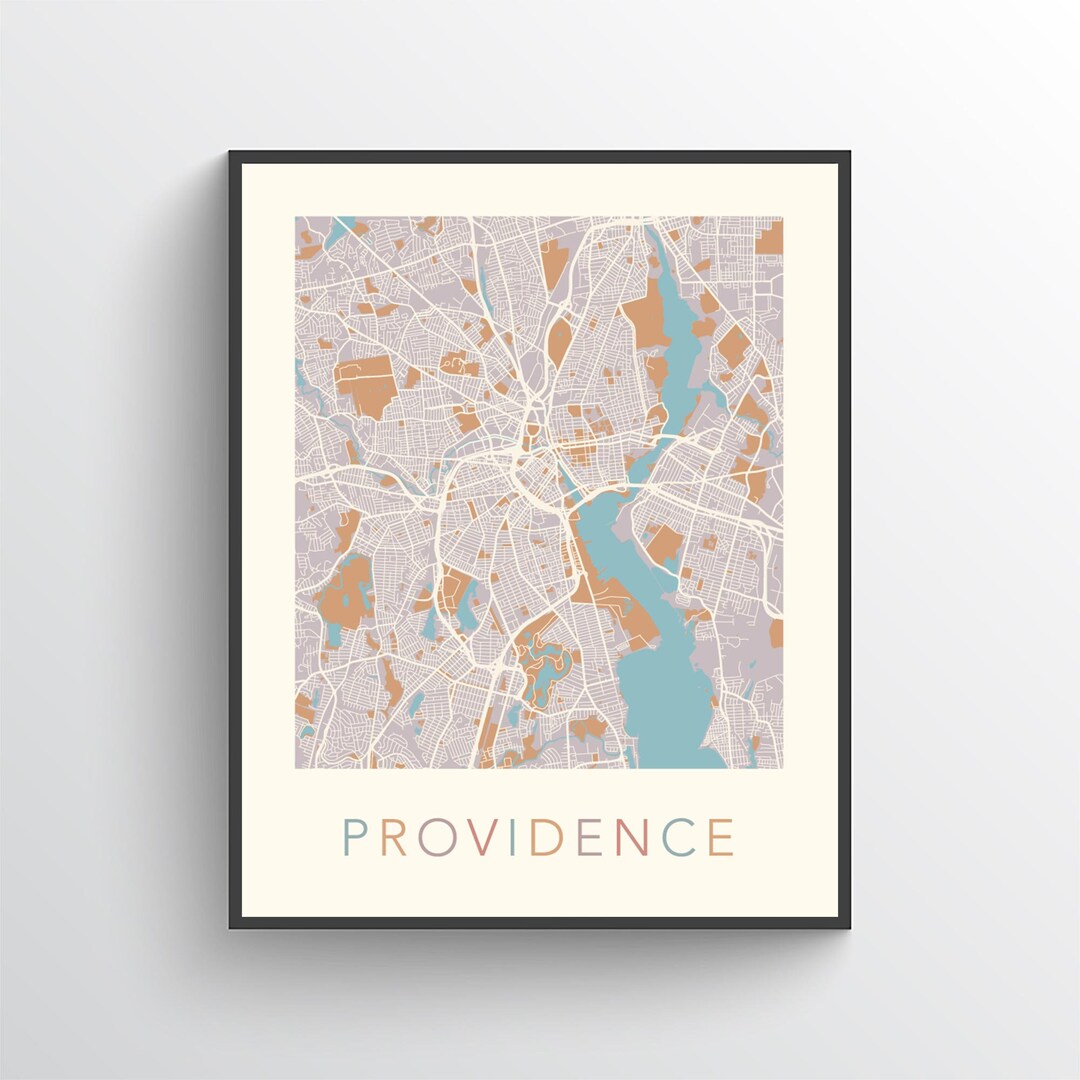 Providence Map, Providence RI, Providence Poster, Providence Print ...