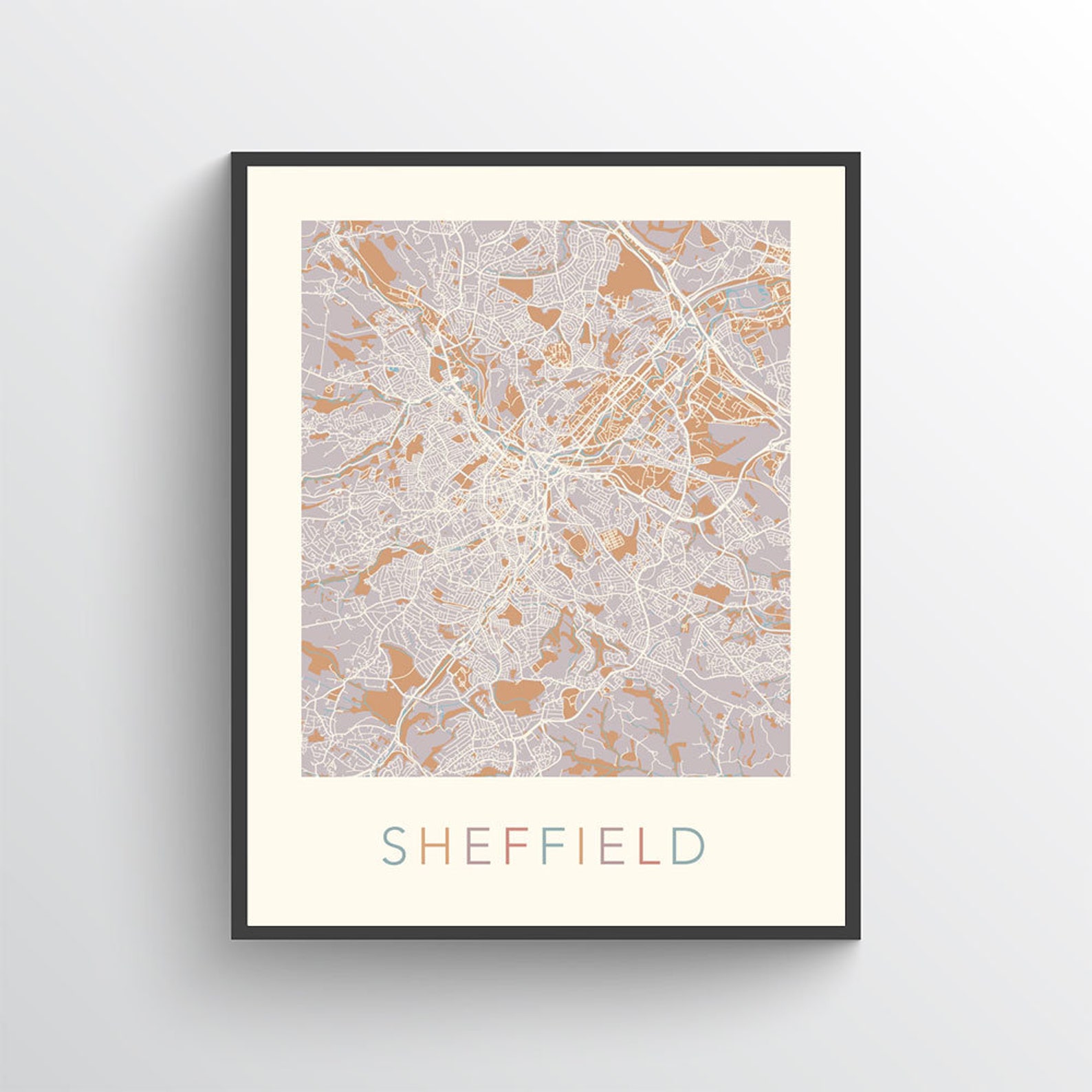 Sheffield Map Sheffield Print Sheffield Poster Map of - Etsy