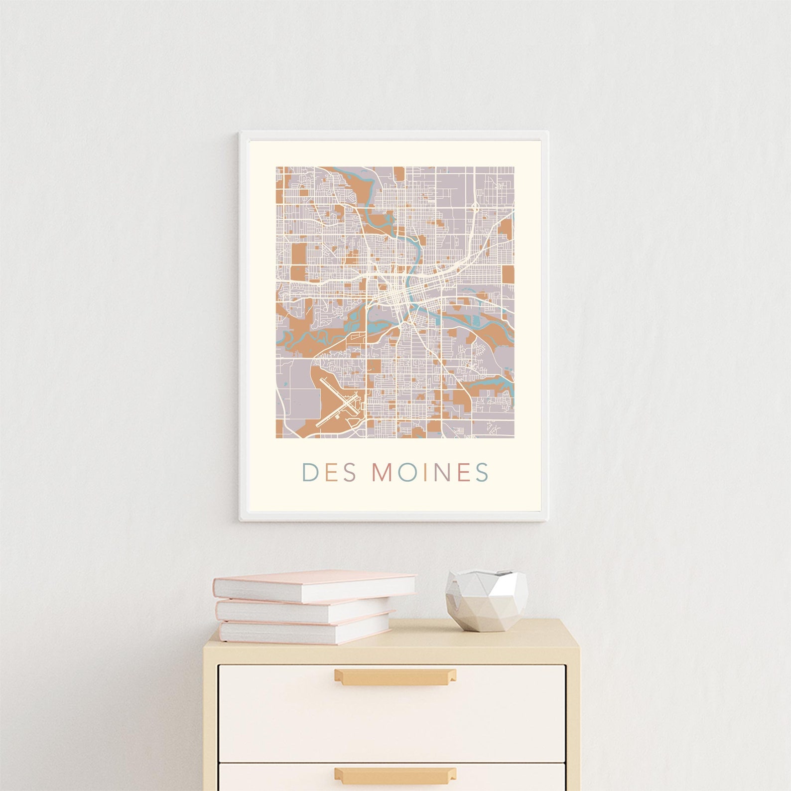 Des Moines Map Des Moines Poster Des Moines Print Des - Etsy