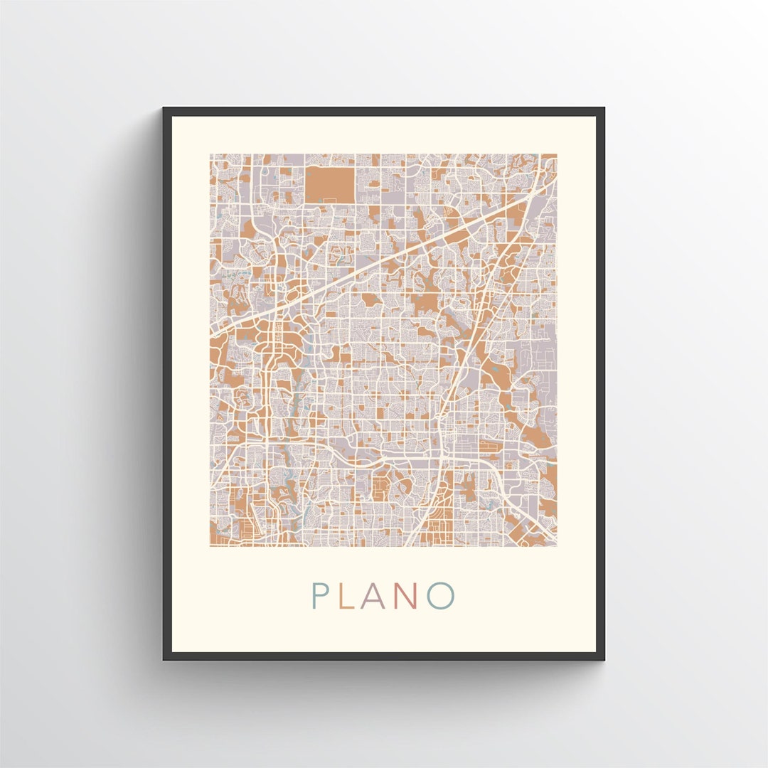 Plano Map, Plano TX, Plano Texas, Plano Print, Plano Poster, Plano Art ...