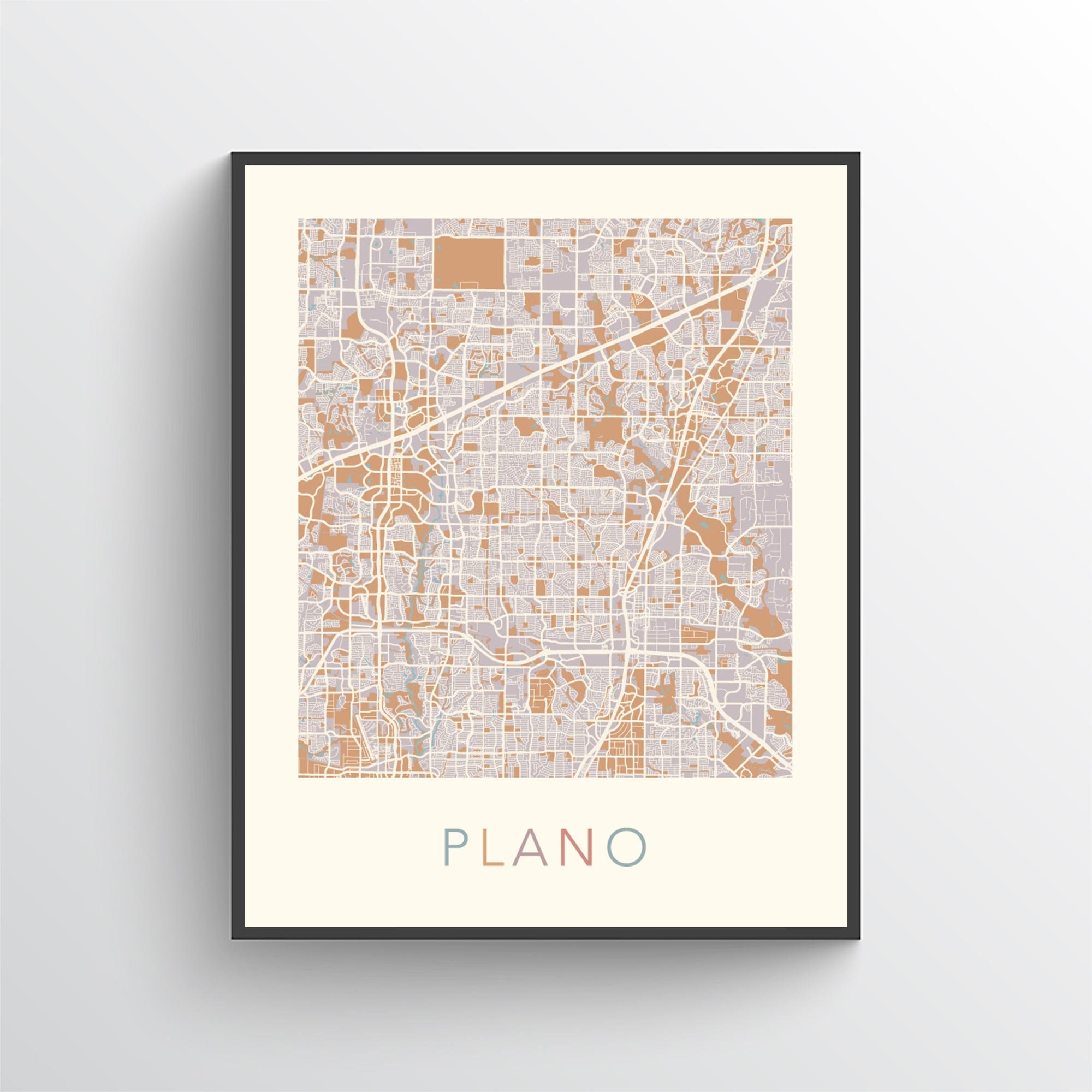 Plano Map Plano TX Plano Texas Plano Print Plano Poster - Etsy.de