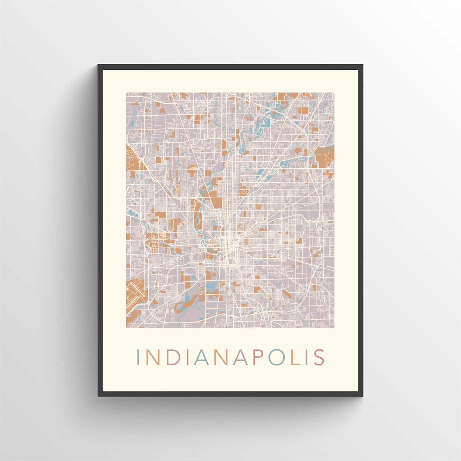 Indianapolis Map Indianapolis Poster Indianapolis Print | Etsy