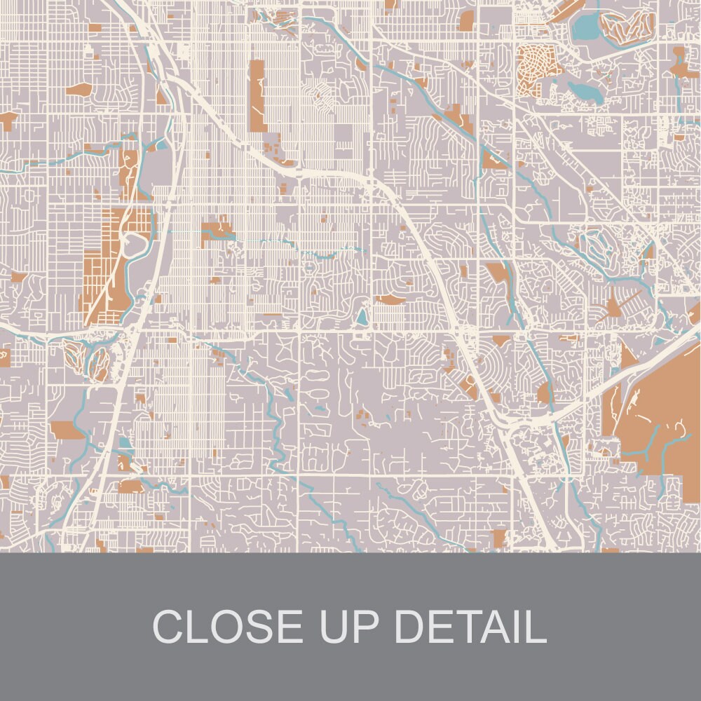 Denver Map Denver Poster Denver Print Map of Denver Denver | Etsy