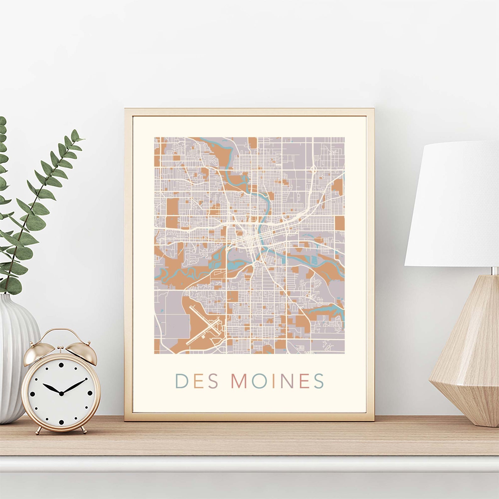 Des Moines Map Des Moines Poster Des Moines Print Des - Etsy