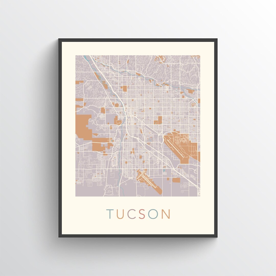 Tucson Wall Art, Tucson Map, Tucson Print, Tucson Wall Decor, Map of ...