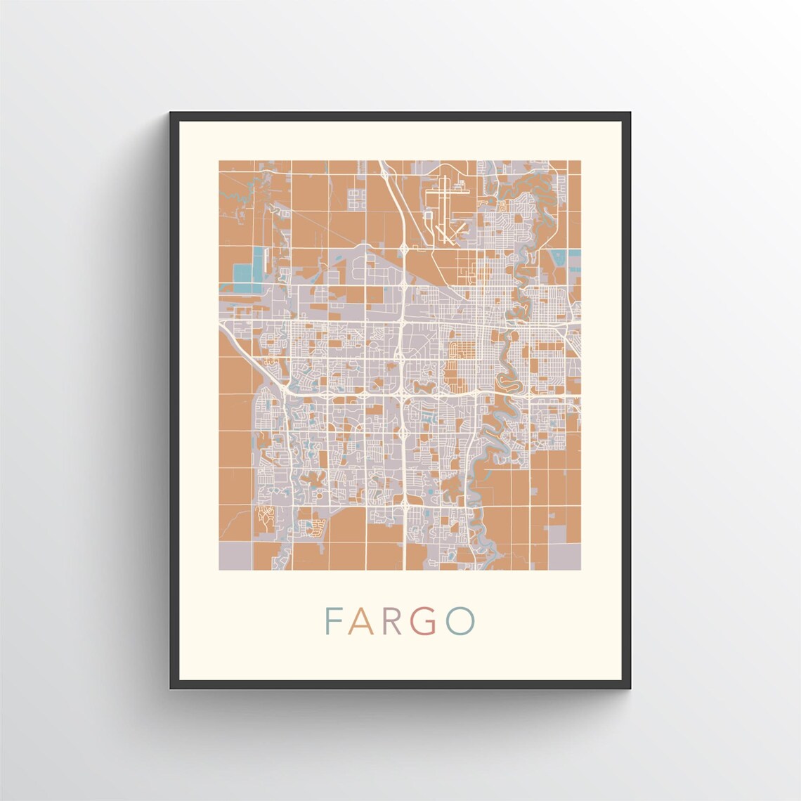 Fargo Map Fargo North Dakota Fargo Print Fargo Poster | Etsy