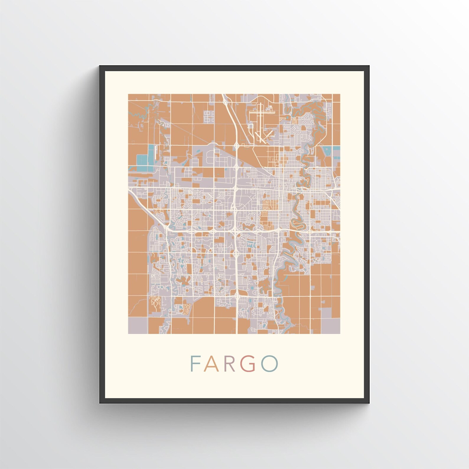 Fargo Map Fargo North Dakota Fargo Print Fargo Poster | Etsy