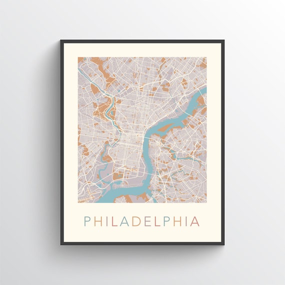 Philadelphia Map Philadelphia Print Philadelphia Poster | Etsy