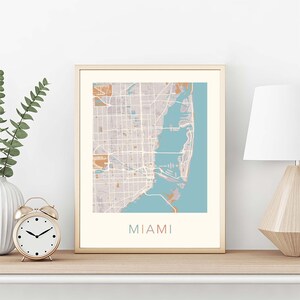Miami Map, Miami Poster, Miami Print, Map of Miami, Miami Street Map ...