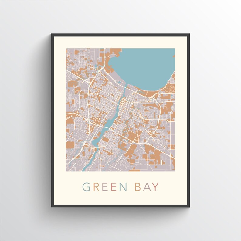 Green Bay Map Wisconsin Green Bay Print Green Bay Poster | Etsy