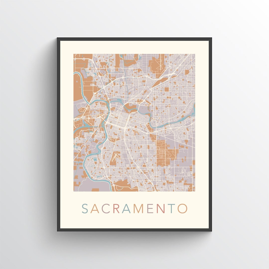 Sacramento Map Print, Sacramento Map, Sacramento Print, Sacramento ...