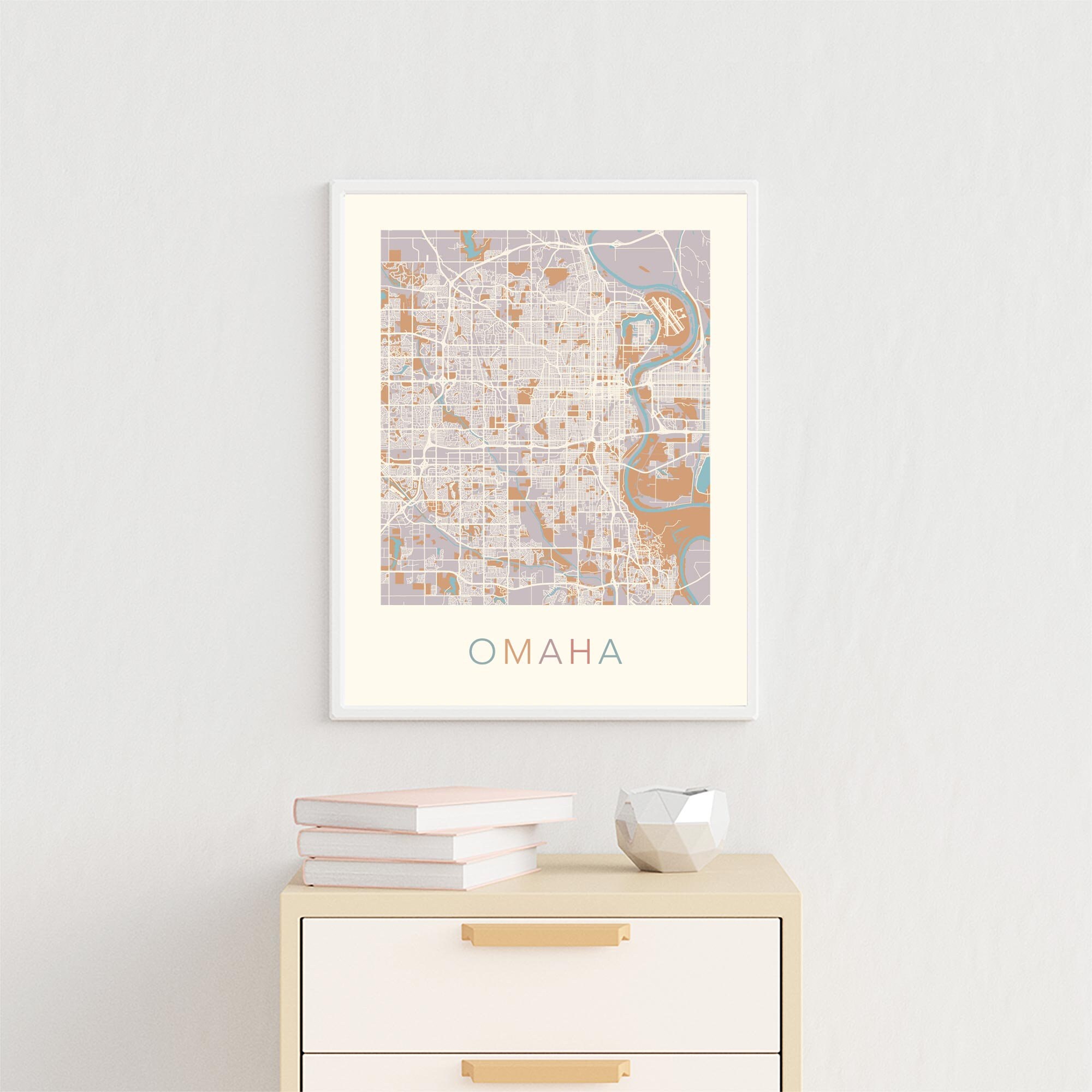 Omaha Map Omaha Poster Omaha Print Omaha City Map Map of | Etsy