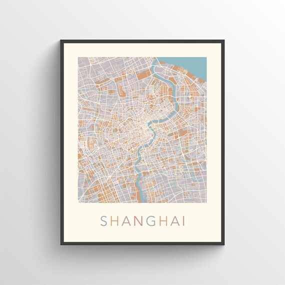 Shanghai Map Shanghai Poster Shanghai Print Shanghai Gift - Etsy