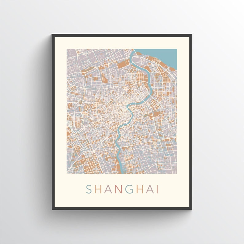Shanghai Map Shanghai Poster Shanghai Print Shanghai Gift - Etsy