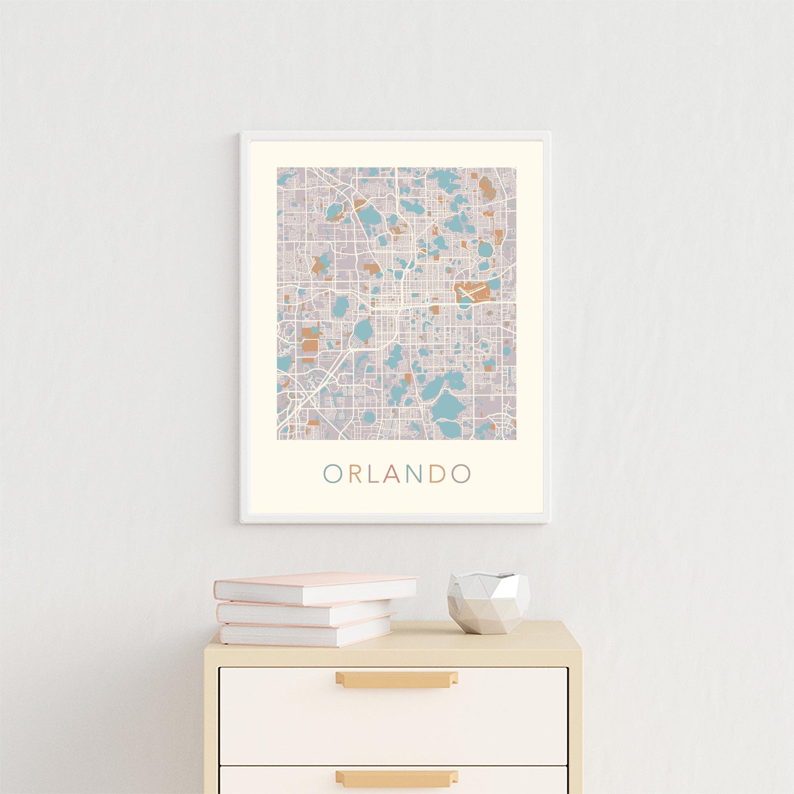 Orlando Map Florida Orlando Print Orlando Poster Orlando - Etsy