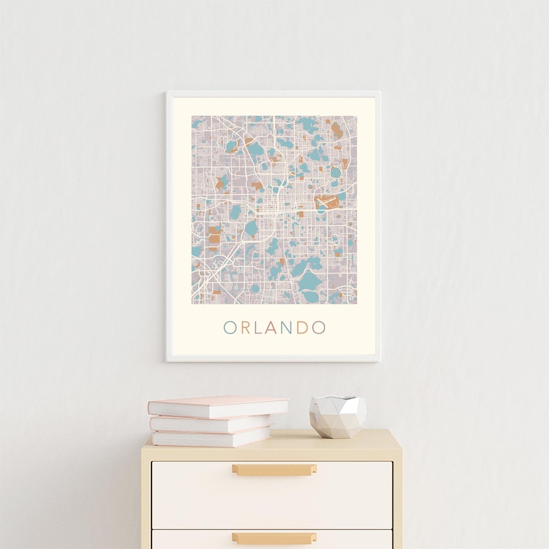 Orlando Map Florida Orlando Print Orlando Poster Orlando - Etsy