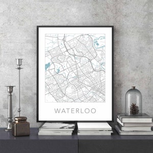 Waterloo Map Print, Waterloo ON, Waterloo City Map, Waterloo Wall Art ...