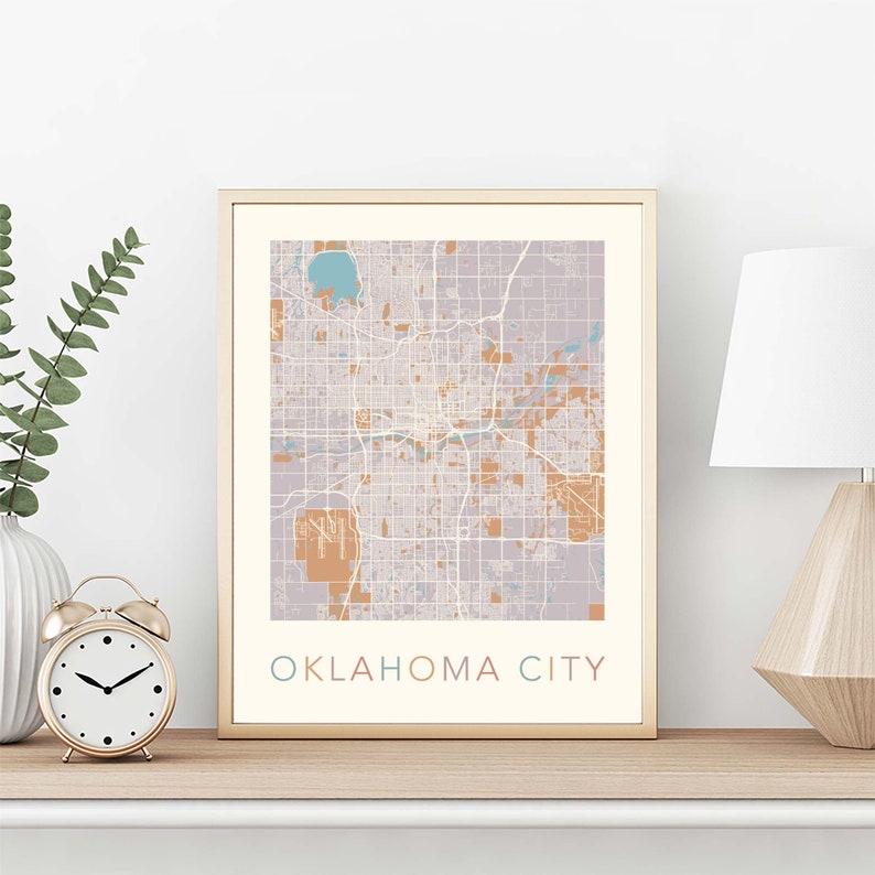 Oklahoma City Map Oklahoma City Poster Oklahoma City Print | Etsy