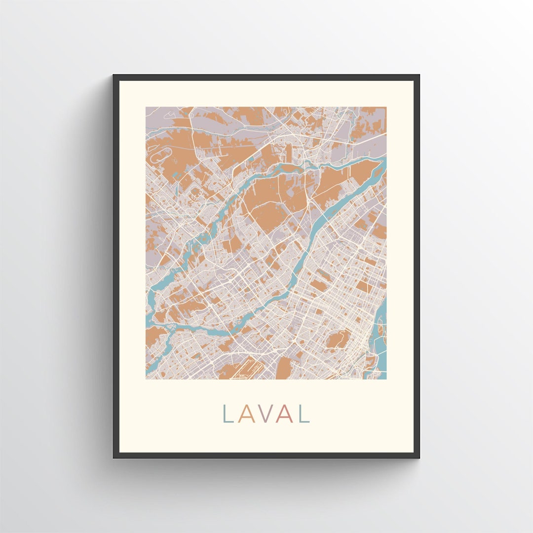 Laval Map, Laval QC, Laval City Map, Laval Map Art, Laval Print Map ...