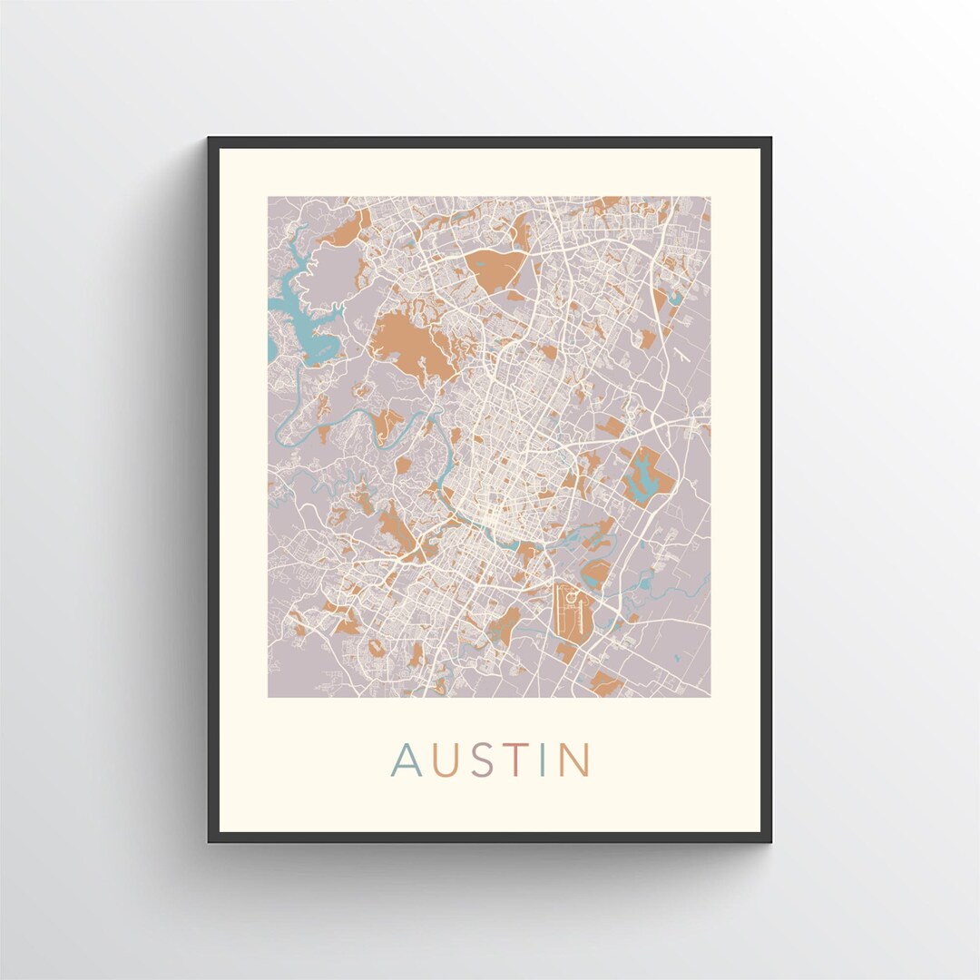 Austin Map Print, Austin TX, Austin Poster, Austin Print, Austin Art ...