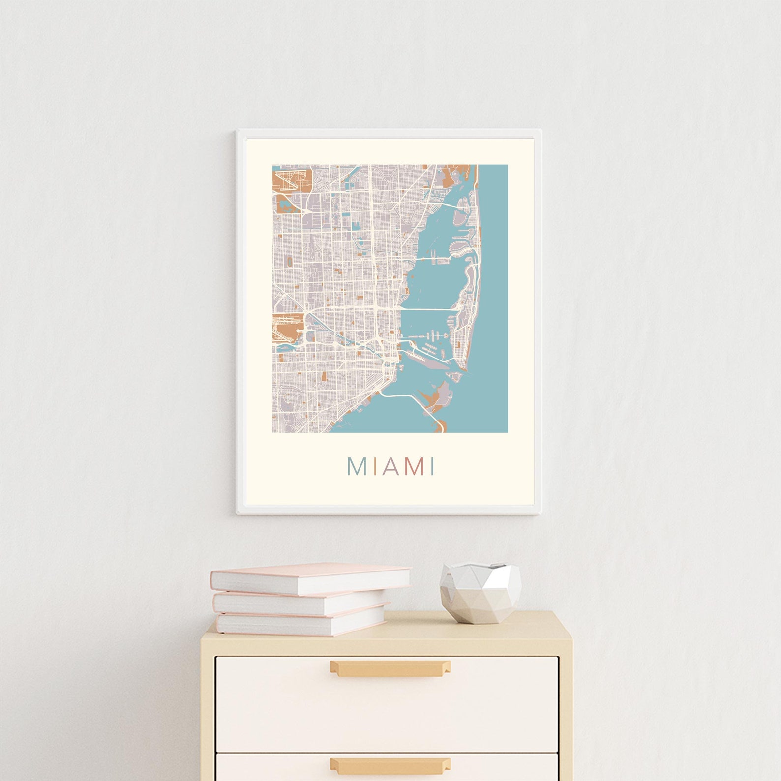 Miami Map Miami Poster Miami Print Map of Miami Miami - Etsy