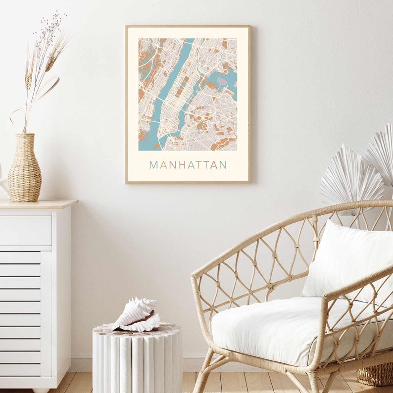 Manhattan Map, New York, Manhattan Print, Manhattan Poster, Manhattan ...