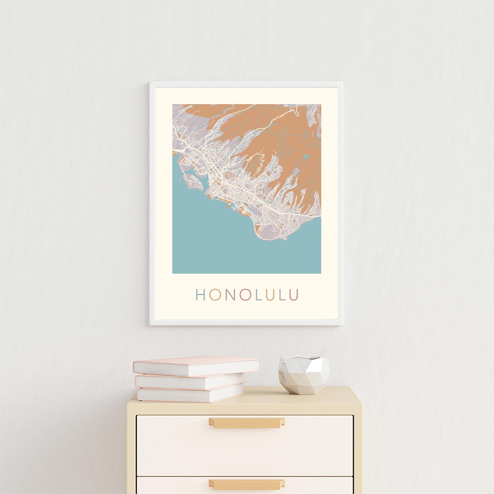 Honolulu Map Honolulu Poster Honolulu Print Honolulu City - Etsy