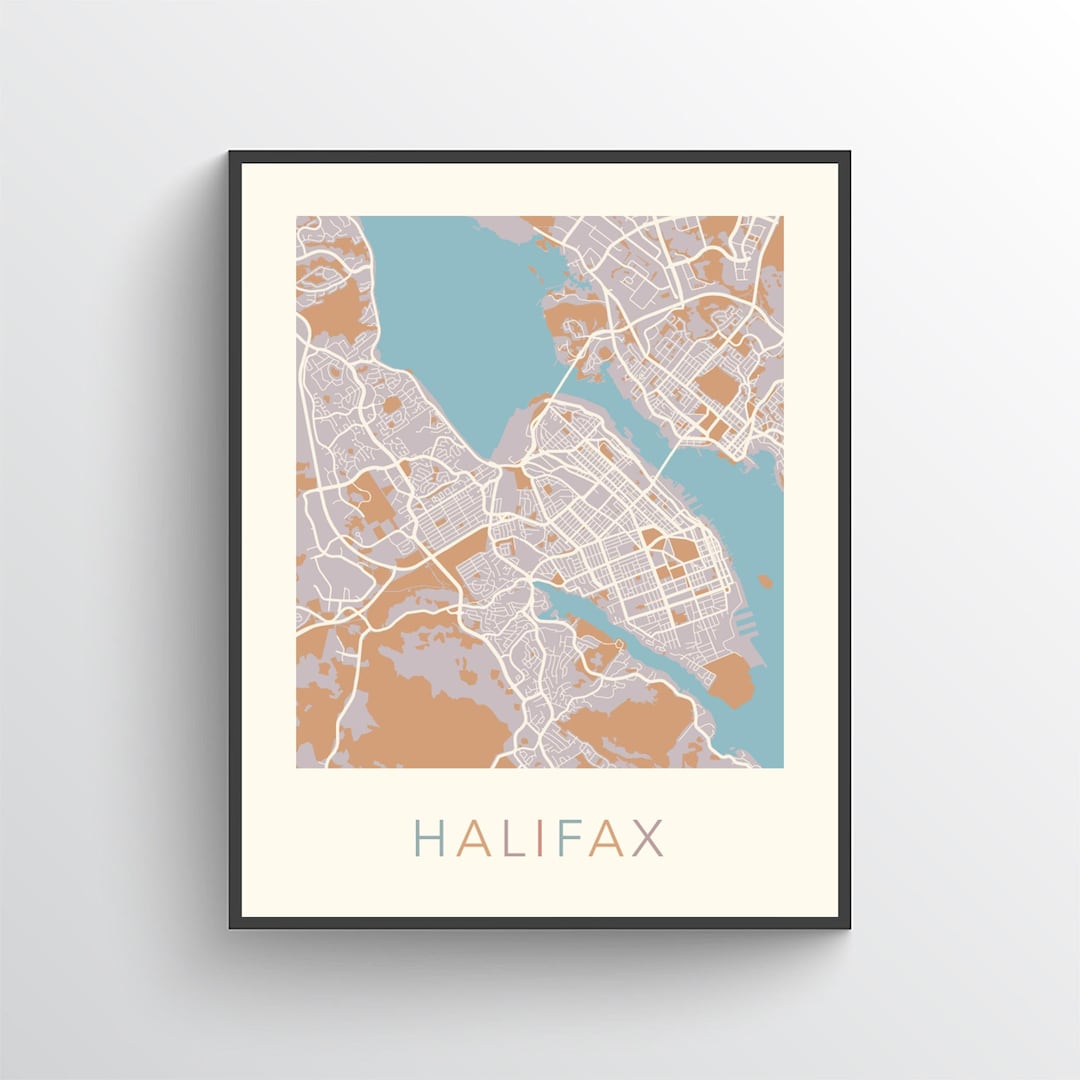 Halifax Map, Halifax NS, Halifax Poster, Halifax Print, Halifax Street ...