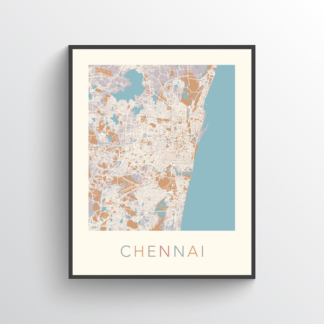 Chennai Map Chennai India Chennai Print Chennai Poster - Etsy