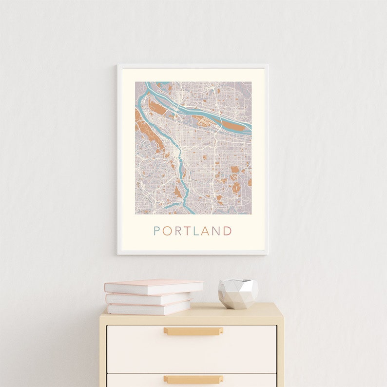 Portland Oregon Map Portland Poster Portland Print Portland | Etsy
