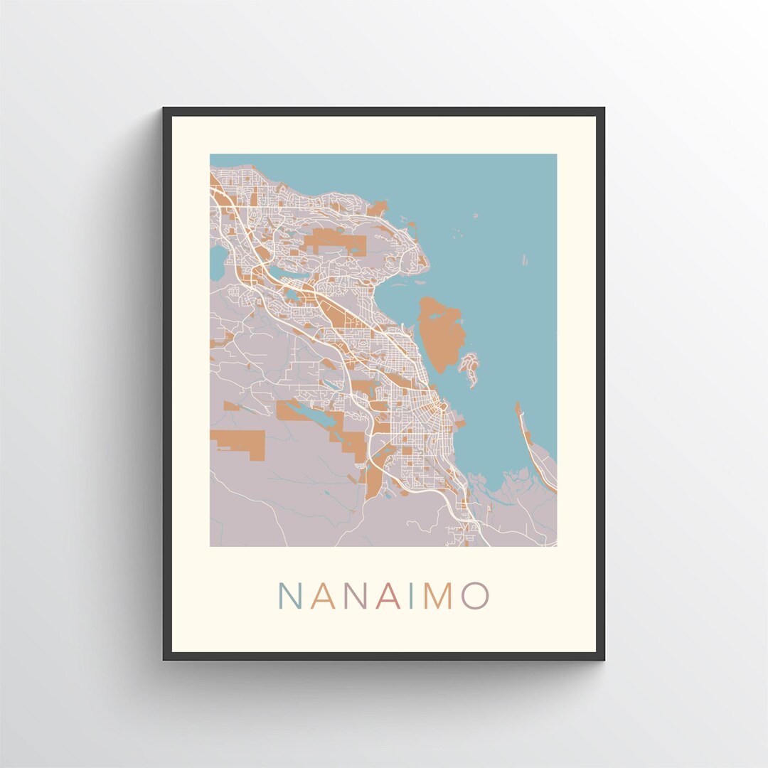 Nanaimo Map, Nanaimo BC, Nanaimo Art Print, Nanaimo City Map, Nanaimo ...