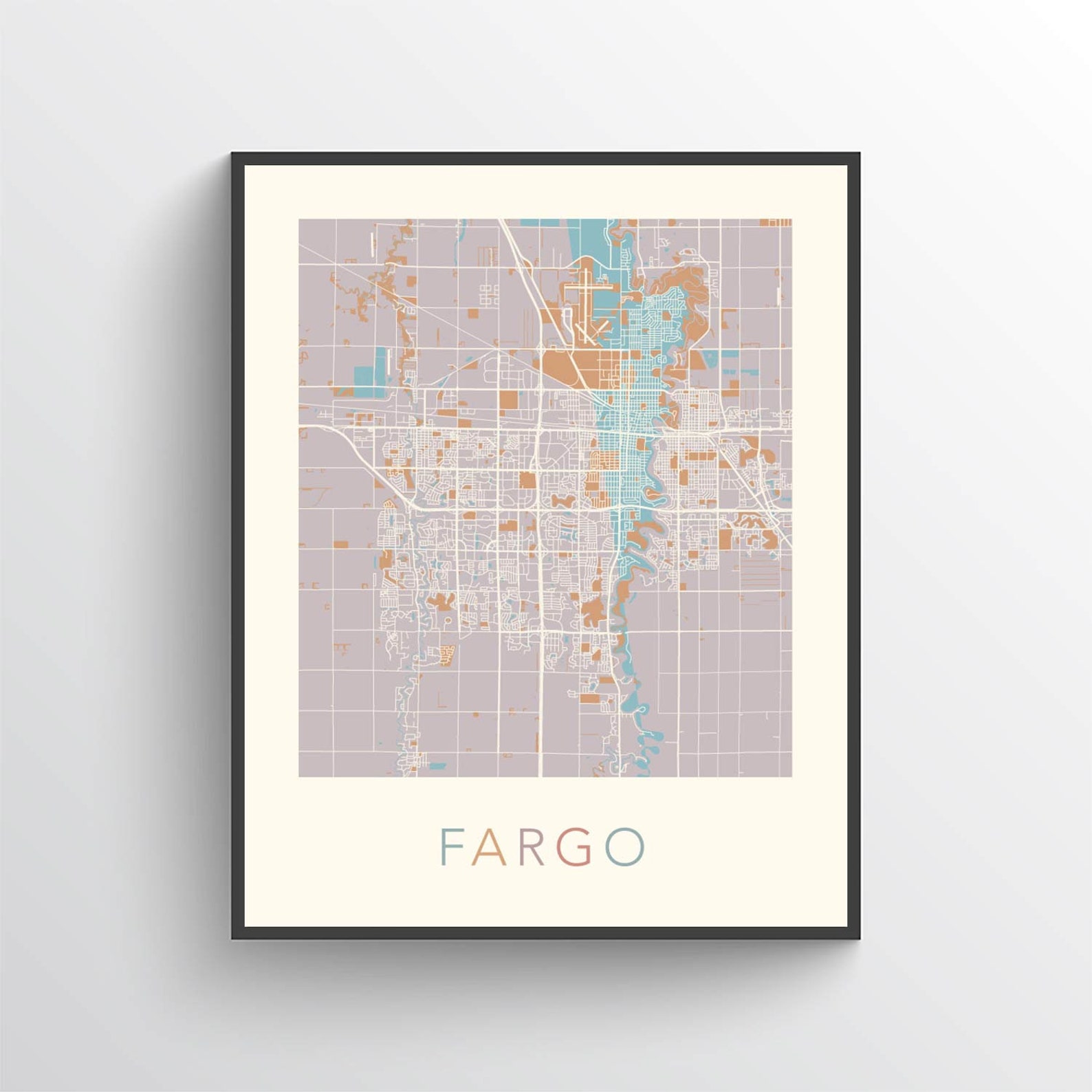 Fargo Map Fargo North Dakota Fargo Print Fargo Poster | Etsy