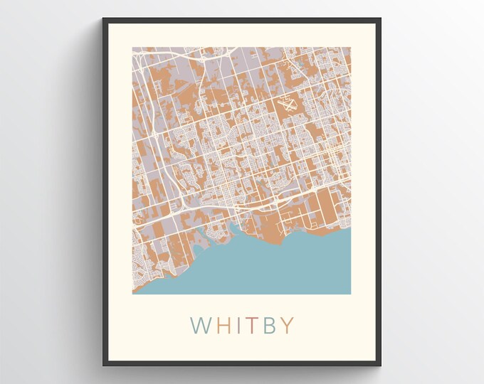 Whitby Vintage Map Poster Wall Art | City Artwork Print | Antique ...