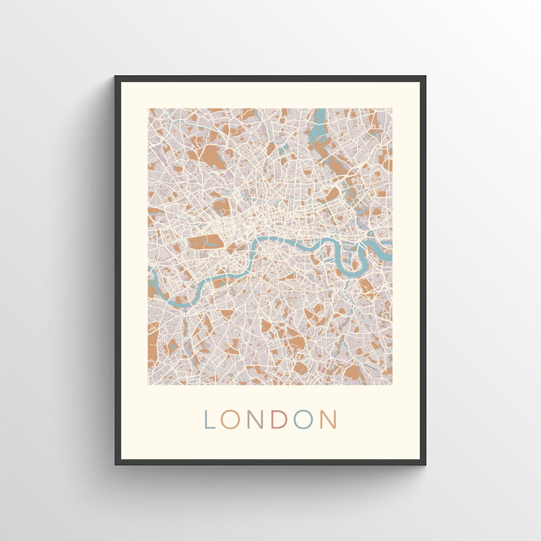 London Map, London UK, London Street Map, London City Map, London Art ...
