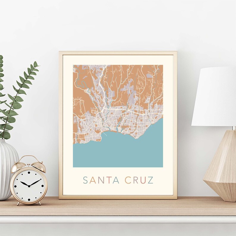 Santa Cruz Map Print Santa Cruz Map Poster Santa Cruz Map | Etsy