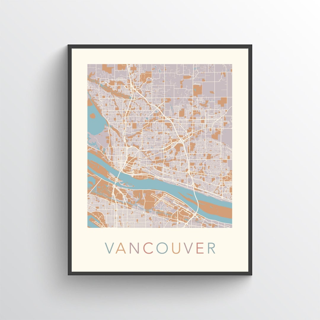 Vancouver WA Map, Vancouver City Map, Vancouver Poster, Vancouver Print ...