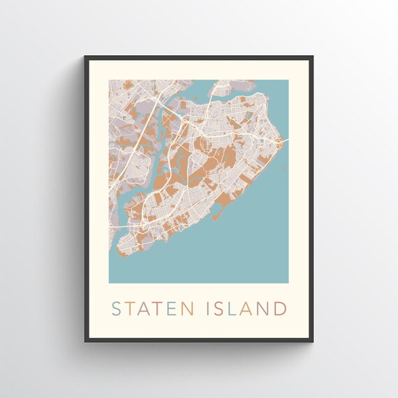 Staten Island Map Staten Island NY Staten Island Print - Etsy
