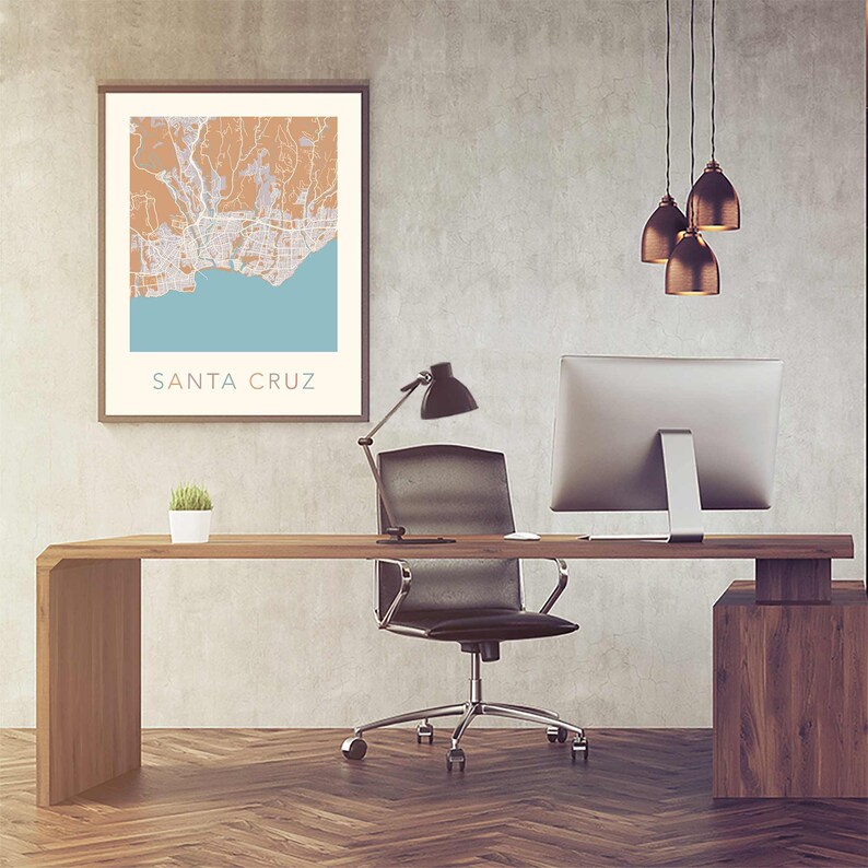 Santa Cruz Map Print Santa Cruz Map Poster Santa Cruz Map | Etsy