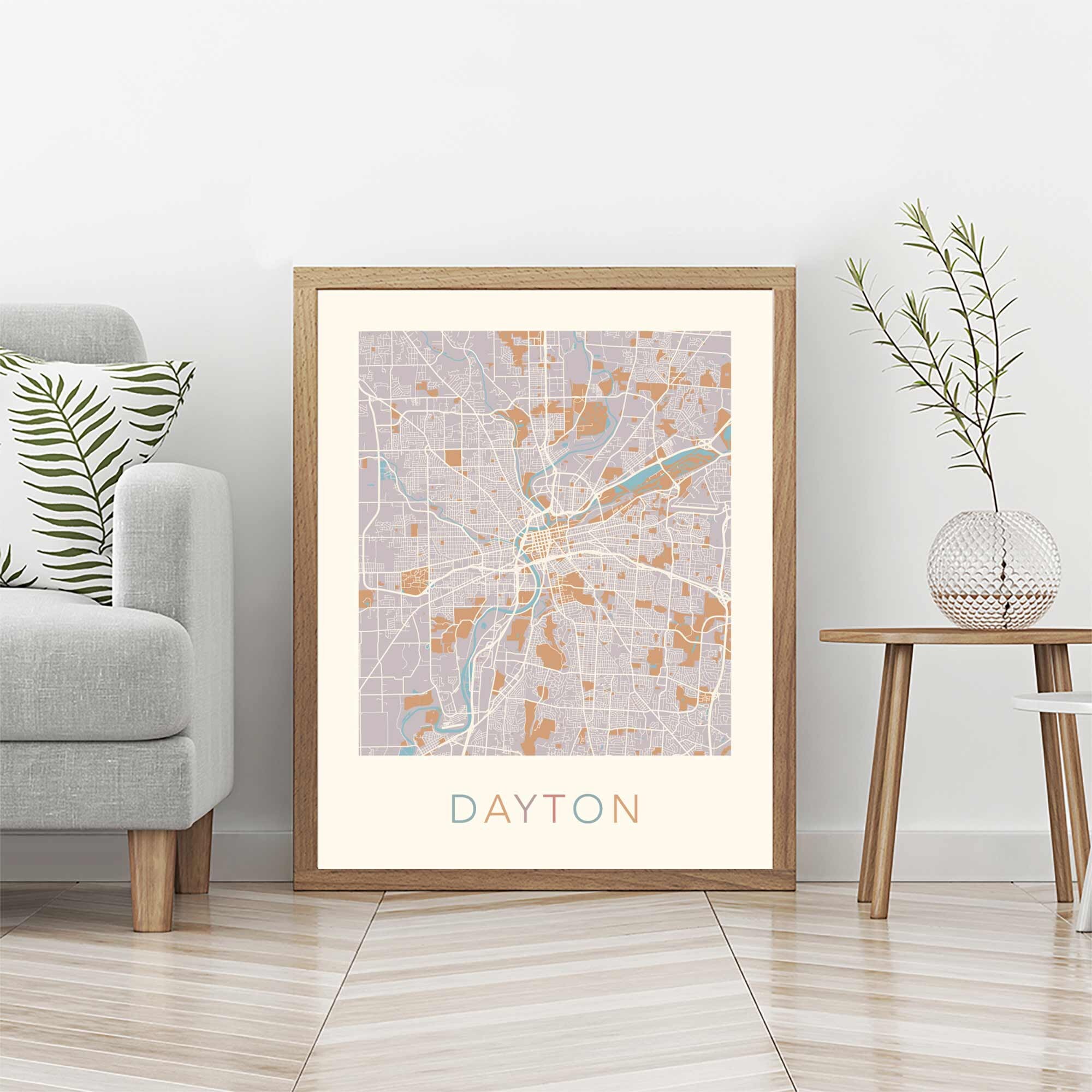 Dayton Map Dayton Ohio Dayton Print Dayton Poster Dayton | Etsy