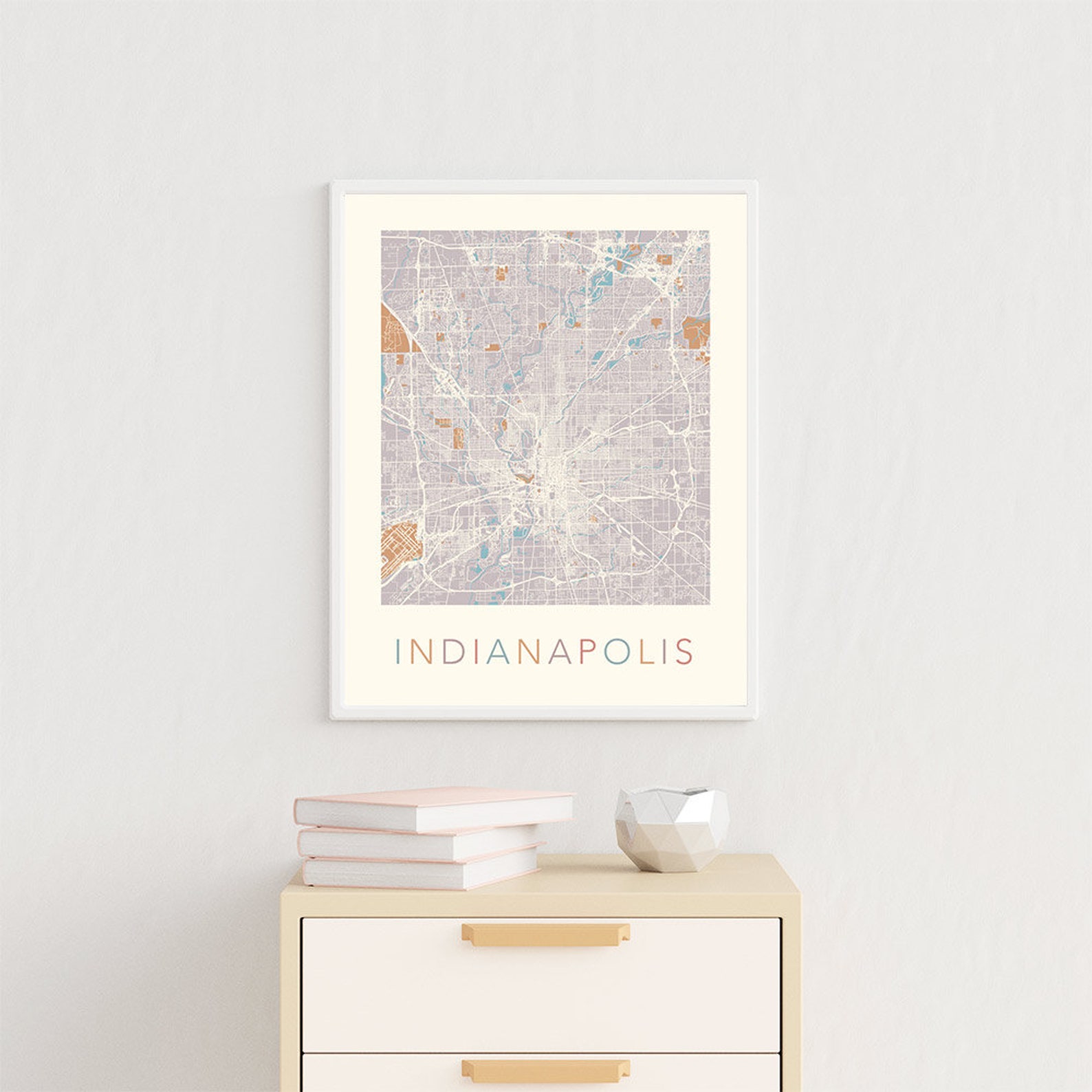 Indianapolis Map Indianapolis Poster Indianapolis Print | Etsy