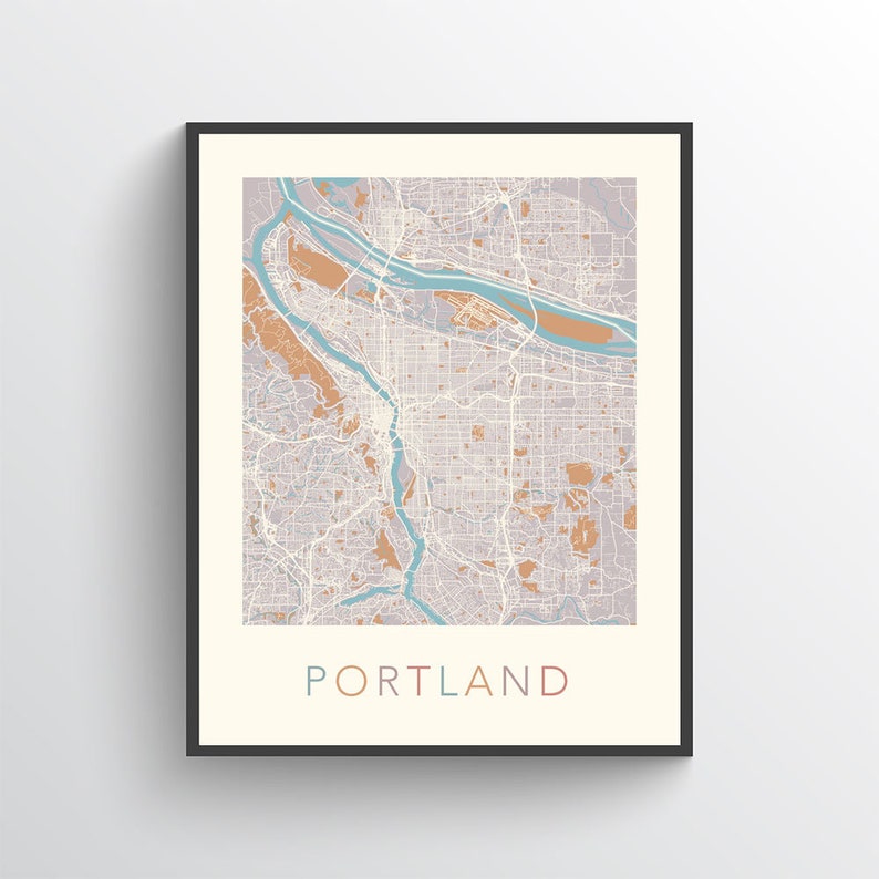Portland Oregon Map Portland Poster Portland Print Portland | Etsy
