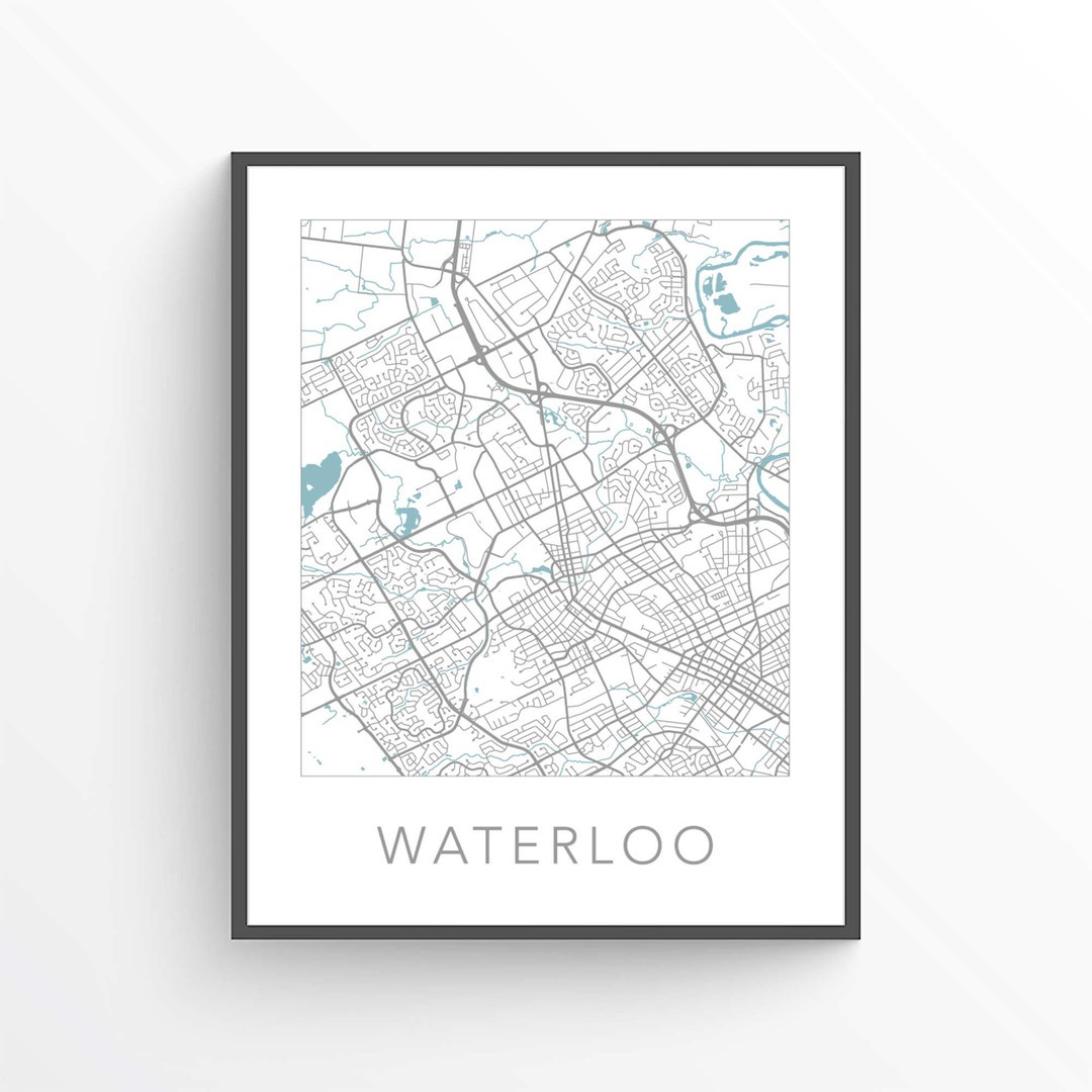 Waterloo Map Print, Waterloo ON, Waterloo City Map, Waterloo Wall Art ...