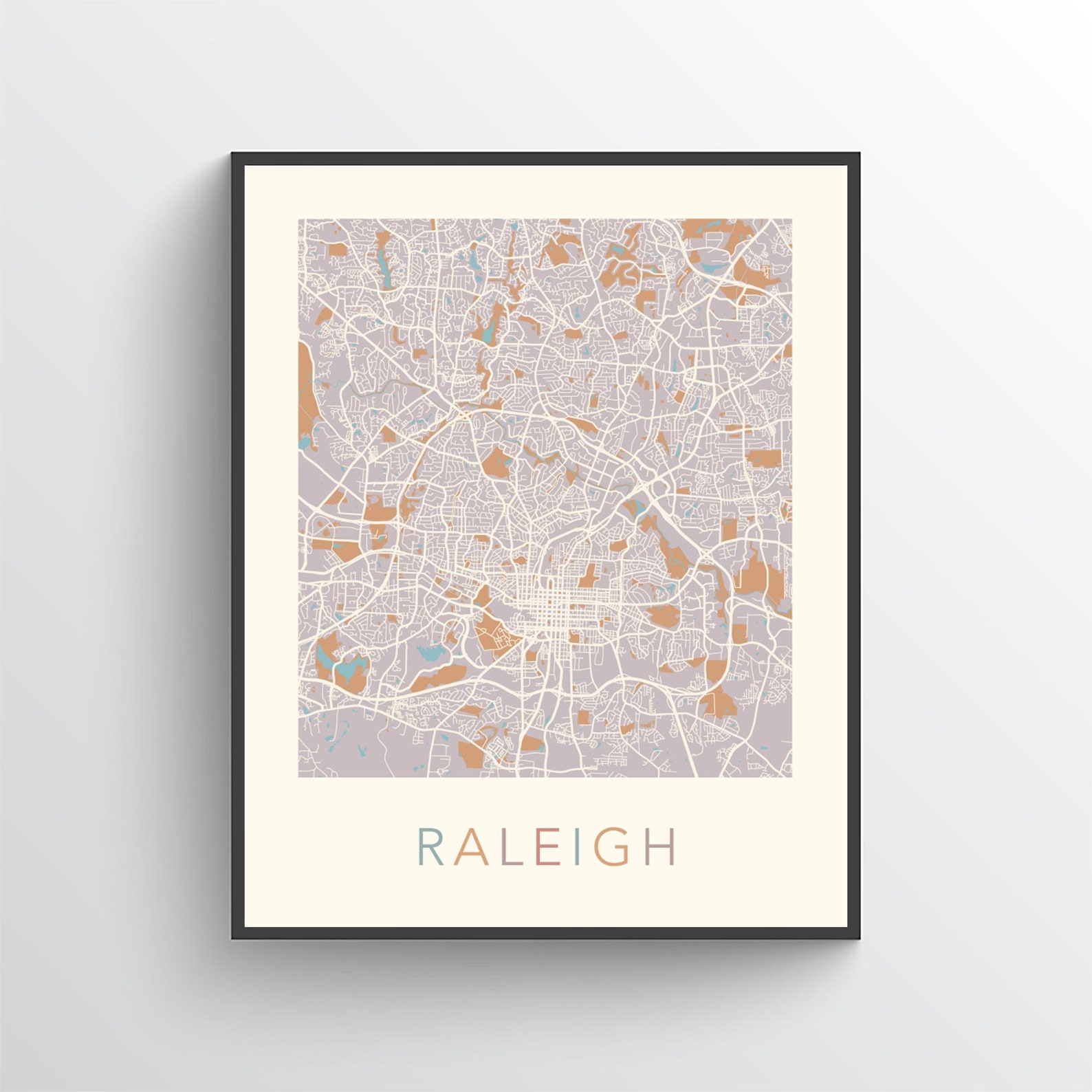 Raleigh Map Raleigh Poster Raleigh Print Raleigh City Map - Etsy