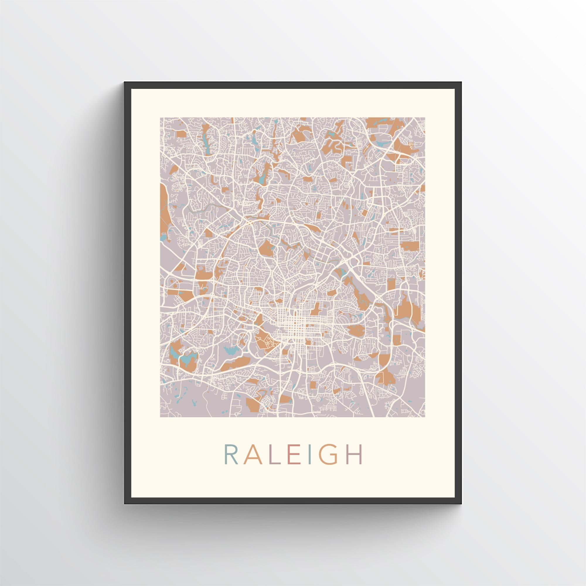 Raleigh Map Raleigh Poster Raleigh Print Raleigh City Map - Etsy