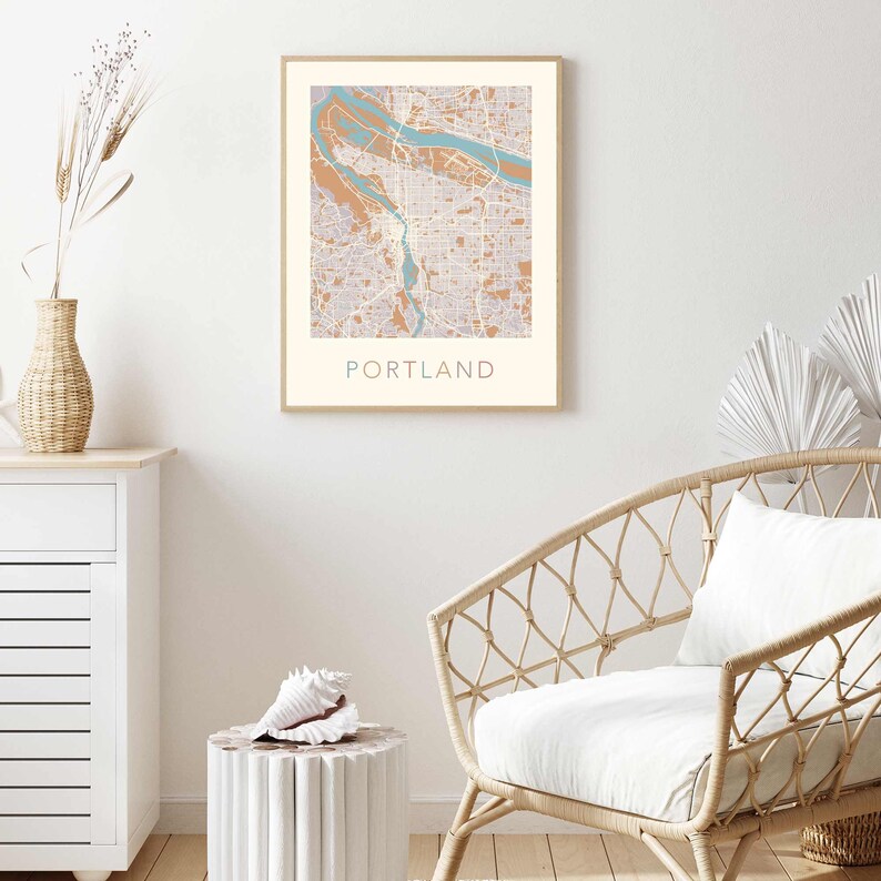 Portland Oregon Map Portland Poster Portland Print Portland | Etsy