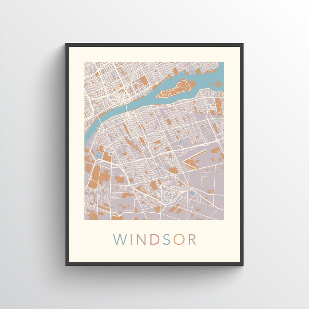Windsor Map, Windsor ON, Windsor Poster, Windsor Print, Windsor Gift ...