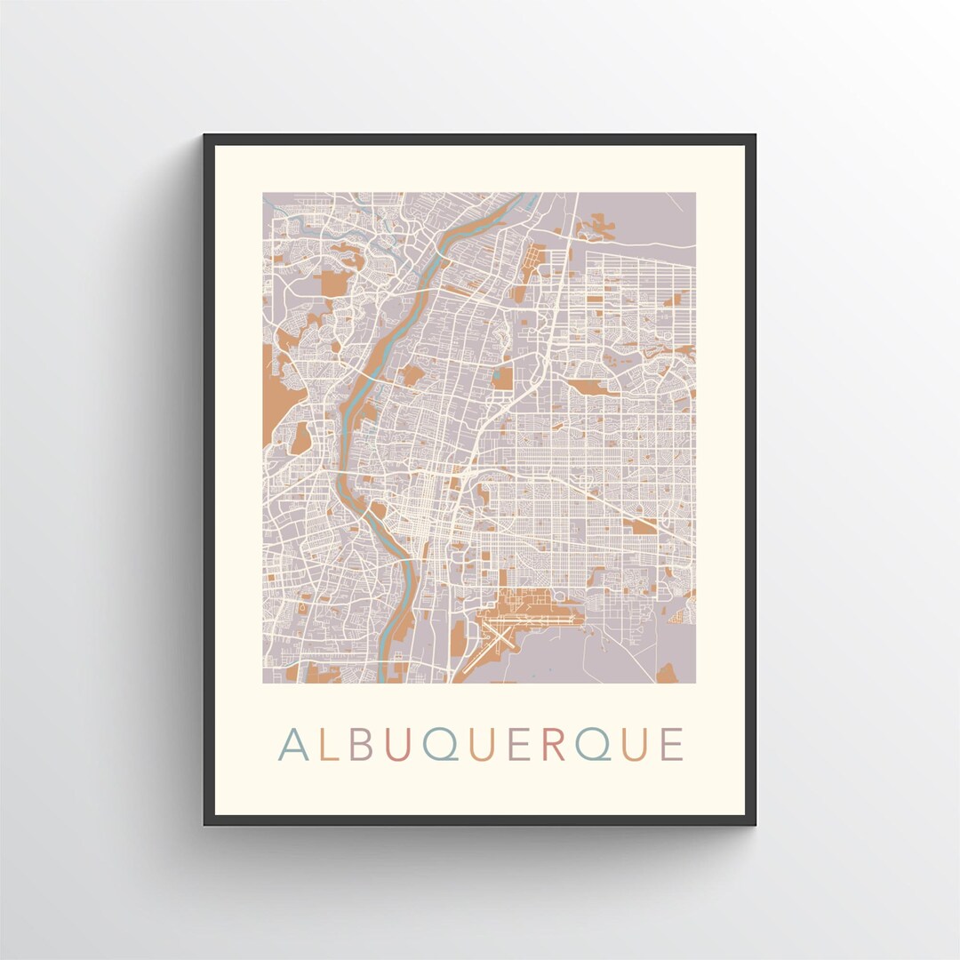 Albuquerque Map, Albuquerque NM, Albuquerque Map Poster, Albuquerque ...