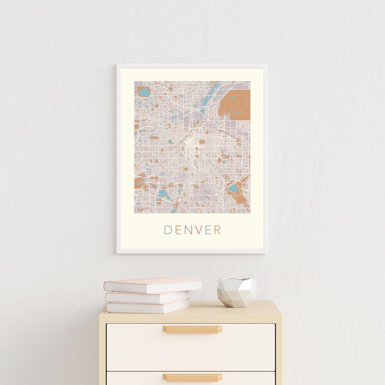 Denver Map Denver Poster Denver Print Map of Denver Denver - Etsy